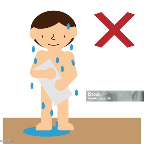 Ilustración De Ilustración Del Piso Mojándose Porque Te Estás Limpiando El Cuerpo En El Vestidor
