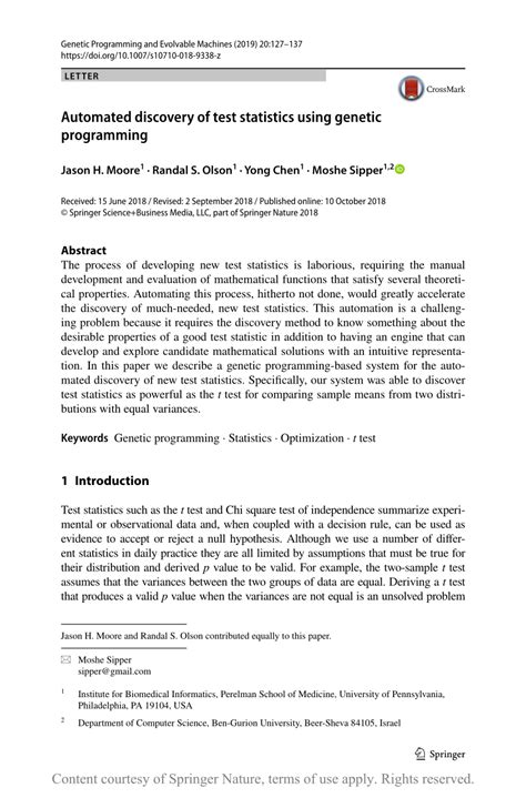 Automated Discovery Of Test Statistics Using Genetic Programming