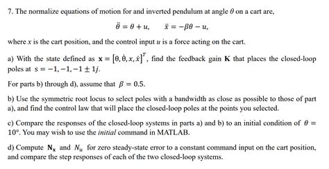 Solved The Normalize Equations Of ﻿motion For And Inverted