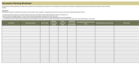 Free Printable Succession Planning Templates Excel Word Pdf