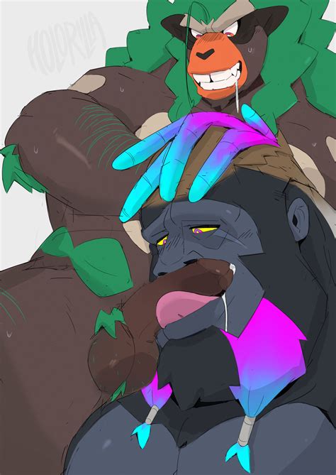 Rule 34 Anthro Ape Arm Tuft Ball Tuft Balls Beard Blush Bodily Fluids Body Hair Drooling Duo