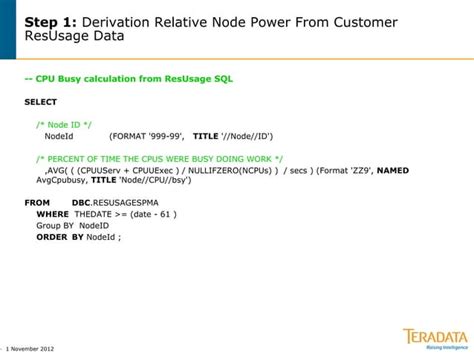 Teradata Co Existing Systems Parallel Efficiency Calculation