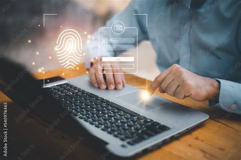 Cyber Security Concepts Login User Fingerprint Secure And Encrypted Identitysecure Access To