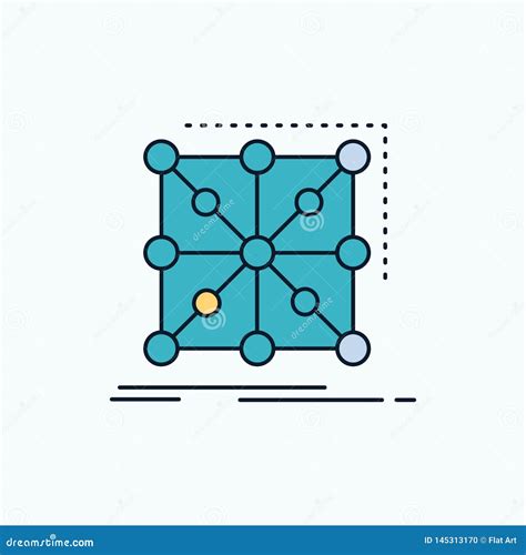 Data Framework App Cluster Complex Flat Icon Green And Yellow Sign