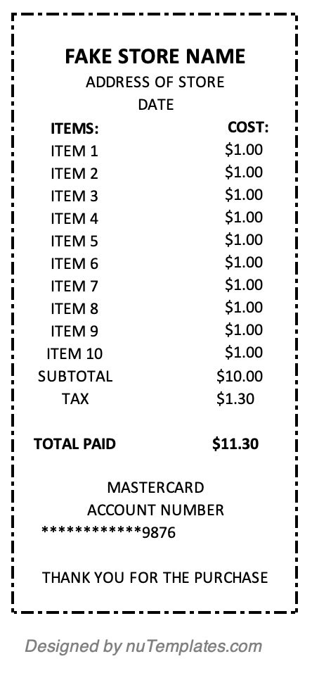 Fake Walmart Receipt Generator And Free Template Nutemplates