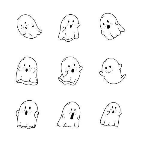 Cute Ghost Doodle Line Illustration 46592680 Vector Art At Vecteezy