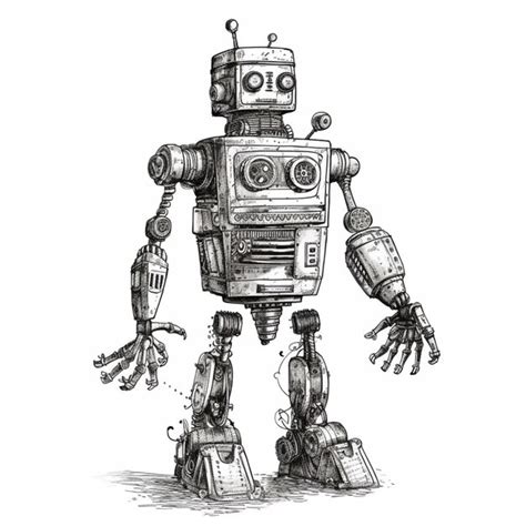 Premium Ai Image A Drawing Of A Robot With A Hand On Its Chest
