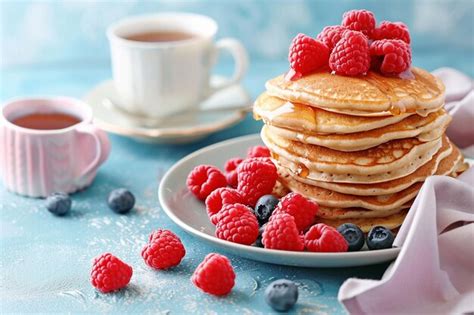 Premium Photo Elegant Presentation Of Pancakes In A Fine Dining Setup