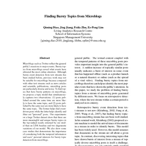 Finding Bursty Topics From Microblogs Acl Anthology