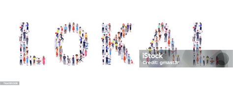 비즈니스 맨 군중 모임 의 모양으로 지역 단어 믹스 레이스 남자 여성 캐주얼 사람들 그룹 서 함께 소셜 미디어 커뮤니티 개념 전체 길이 수평 벡터 일러스트 개념에 대한 스톡