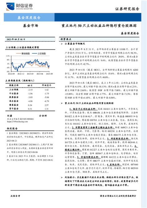 基金深度报告：重点池内50只主动权益品种隐形重仓股跟踪