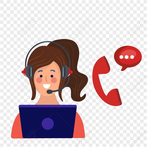 손으로 그린 빨간 전화 고객 서비스 그림신사복헤드폰 Png 일러스트 무료 다운로드 Lovepik