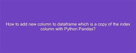 How To Add New Column To Dataframe Which Is A Copy Of The Index Column
