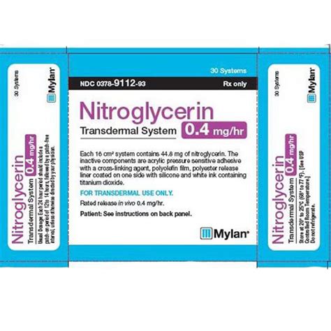 Mylan Nitroglycerin Transdermal Patches 0 4 Mg Hr 30 Count