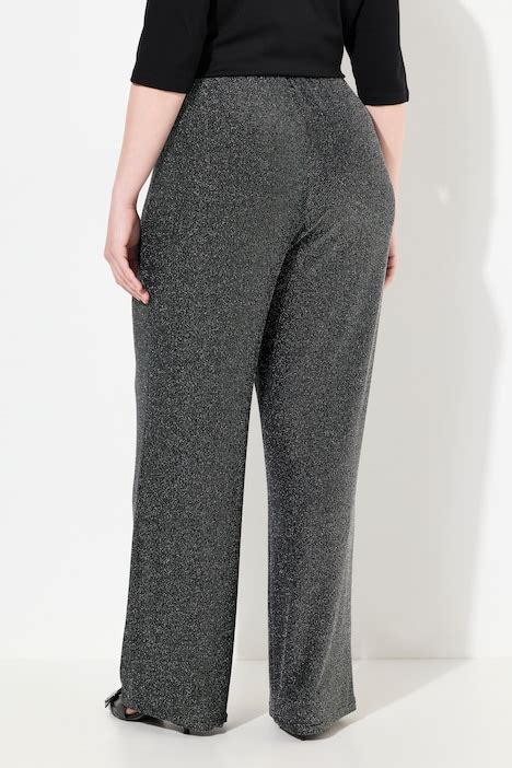 Sparkling Elastic Waist Pants Black Ulla Popken