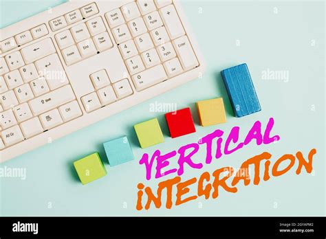 Text Caption Presenting Vertical Integration Business Concept Merger Of Companies At Different