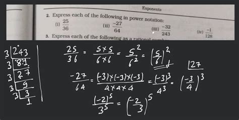 Express Each Of The Following In Power Notation Filo
