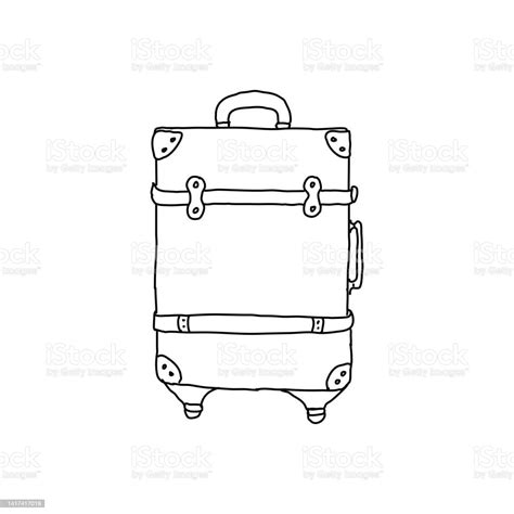 여행을위한 벡터 여행 가방 가방 또는 배낭 다양한 종류의 수하물 여행 가방 및 가방이 선형 스타일로 손으로 그려집니다 광고 브로셔 배너 및 포스터의 디자인을 위해 가방에