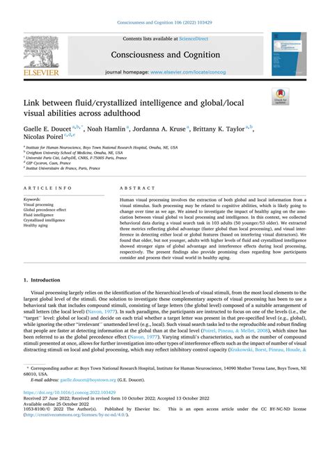 Pdf Link Between Fluid Crystallized Intelligence And Global Local
