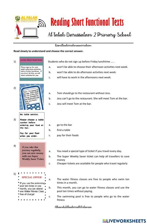 Functional Reading Comprehension Worksheets For Hs And Transition