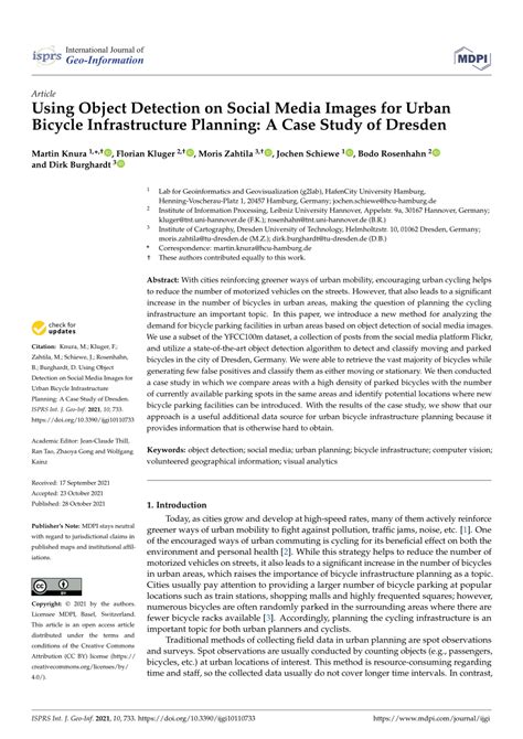 PDF Using Object Detection On Social Media Images For Urban Bicycle Infrastructure Planning A