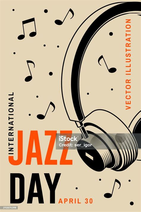 재즈 데이 음악 축제에 대 한 포스터 배경 템플릿입니다 클래식 블랙 레트로 헤드폰 이벤트 전단지 디자인 4월 30일 국제 재즈의