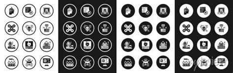 Set Creating Robot Robot Drone Smart Glasses Computer Api Wall Mural • Murals Line