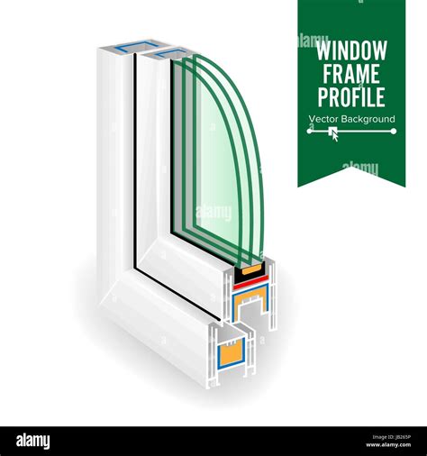 Plastic Window Frame Profile Energy Efficient Window Cross Section Three Transparent Glass