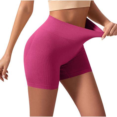 Dvprdro Womens Yoga Shorts Solid Seamless Butt Lifting Tight Fitting
