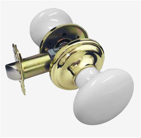 White Porcelain Passage Door Knob Set Pair The Ceramic Store