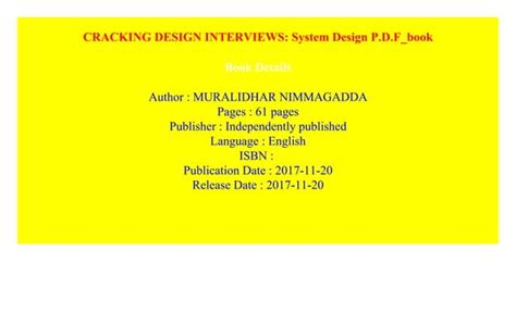 Cracking Design Interviews System Design Pdfbook Ppt