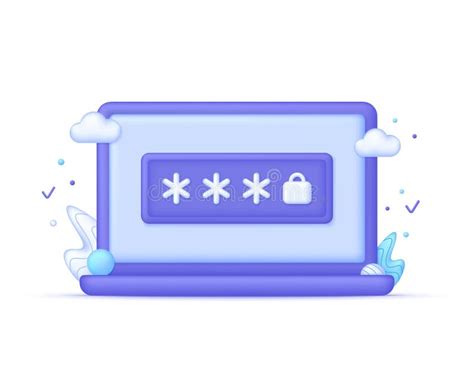 3d Computer And And Password Protection On Screen User Authorization
