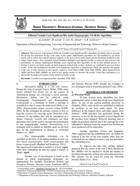 Variable Least Bit Audio Steganography Pdf Signal To Noise Ratio Telecommunications