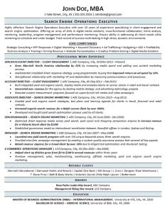 Search Engine Optimization Resume Example SEO Operations