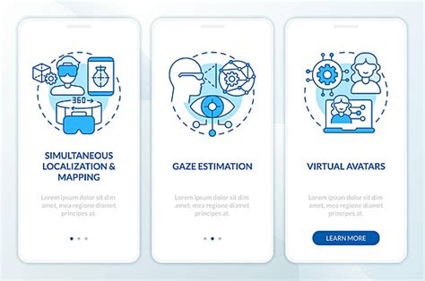 Layers Of Metaverse Onboarding Mobile App Screen Menu Instructions Vector Vector Menu