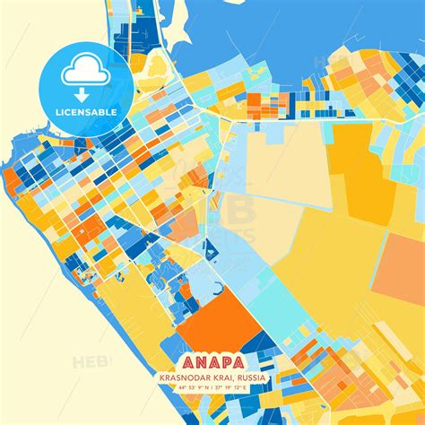 Anapa Krasnodar Krai Russia Blue And Orange Vector Art Map Template