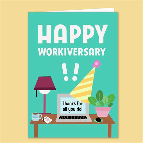 Cute Printable Work Anniversary Card Instant Digital Download Happy
