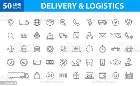 라인 스타일의 50 배달 및 물류 웹 아이콘의 집합입니다 택배 배송 특급 배송 추적 주문 지원 비즈니스 벡터 그림입니다 고객에 대한 스톡 벡터 아트 및 기타 이미지 Istock