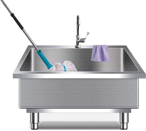 Maxbetip Stainless Steel Mop Sink Single Bowl Freestanding Floor Service Basin With
