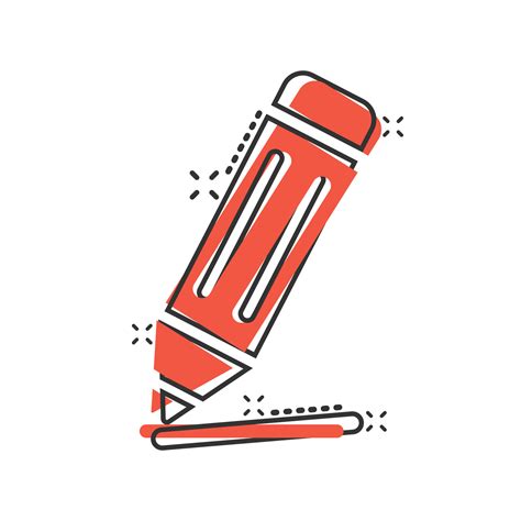 Bleistift Symbol Im Comic Stil Stift Cartoon Vektor Illustration Auf Weißem Hintergrund
