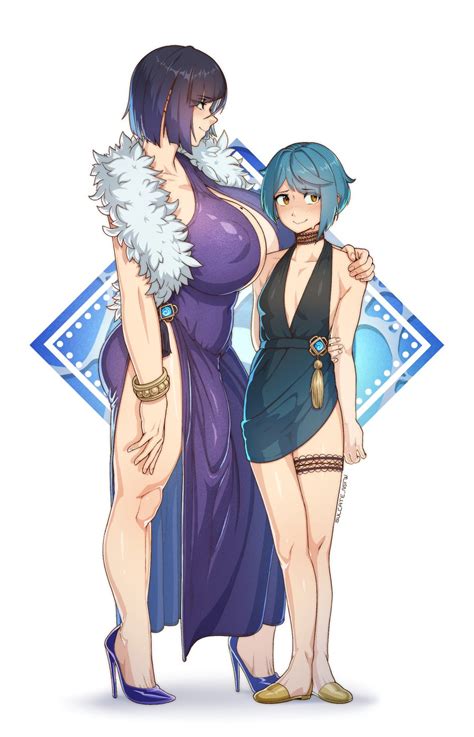 Rule 34 1boy 1futa 2022 Aqua Hair Arm Around Shoulders Big Breasts