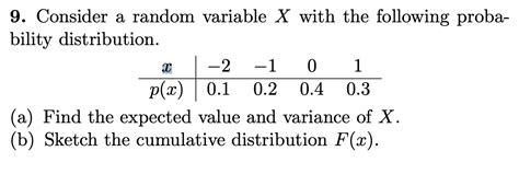 Solved Consider A Random Variable X With The Following Chegg Com