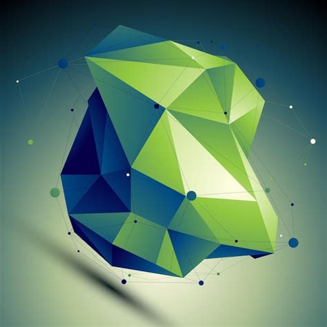 Premium Vector Green Vector Digital 3d Abstraction Lattice Geometric Polygonal Misshapen