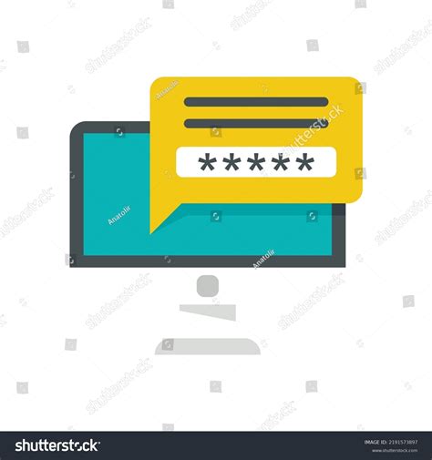 Secured Computer Password Icon Flat Illustration Stock Vector Royalty