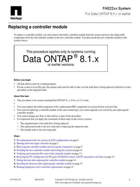 Fas22xx System Replacing A Controller Module For Data Ontap 81 Pdf Pdf Electrical Connector