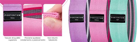 Portentum Elastici Fitness Set Di 3 Fasce Elastiche Fitness