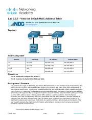 Lab View The Switch MAC Address Table STU Ellsworth Docx Lab View The Switch MAC