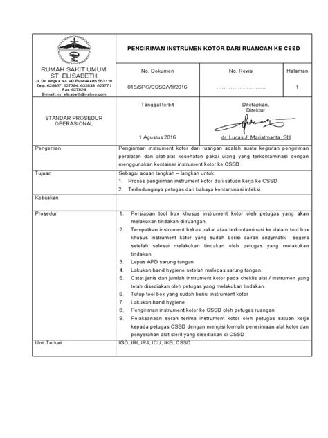 15 Pengiriman Instrumen Kotor Dari Ruangan Ke Cssd Pdf
