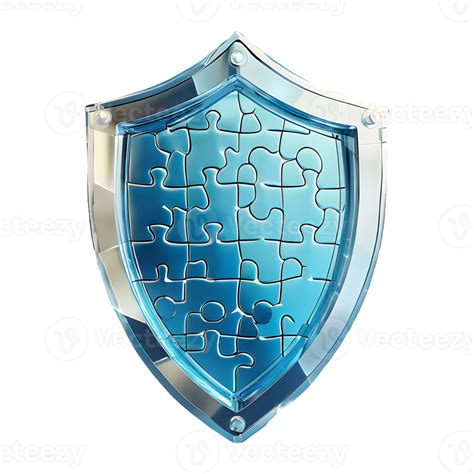 Ai Generated Glass Puzzle Secure Shield Symbol 3d Isolated On