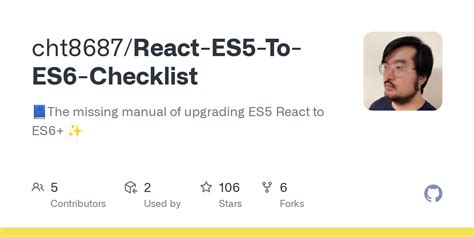 GitHub Cht8687 React ES5 To ES6 Checklist Blue Book The Missing Manual Of Upgrading ES5